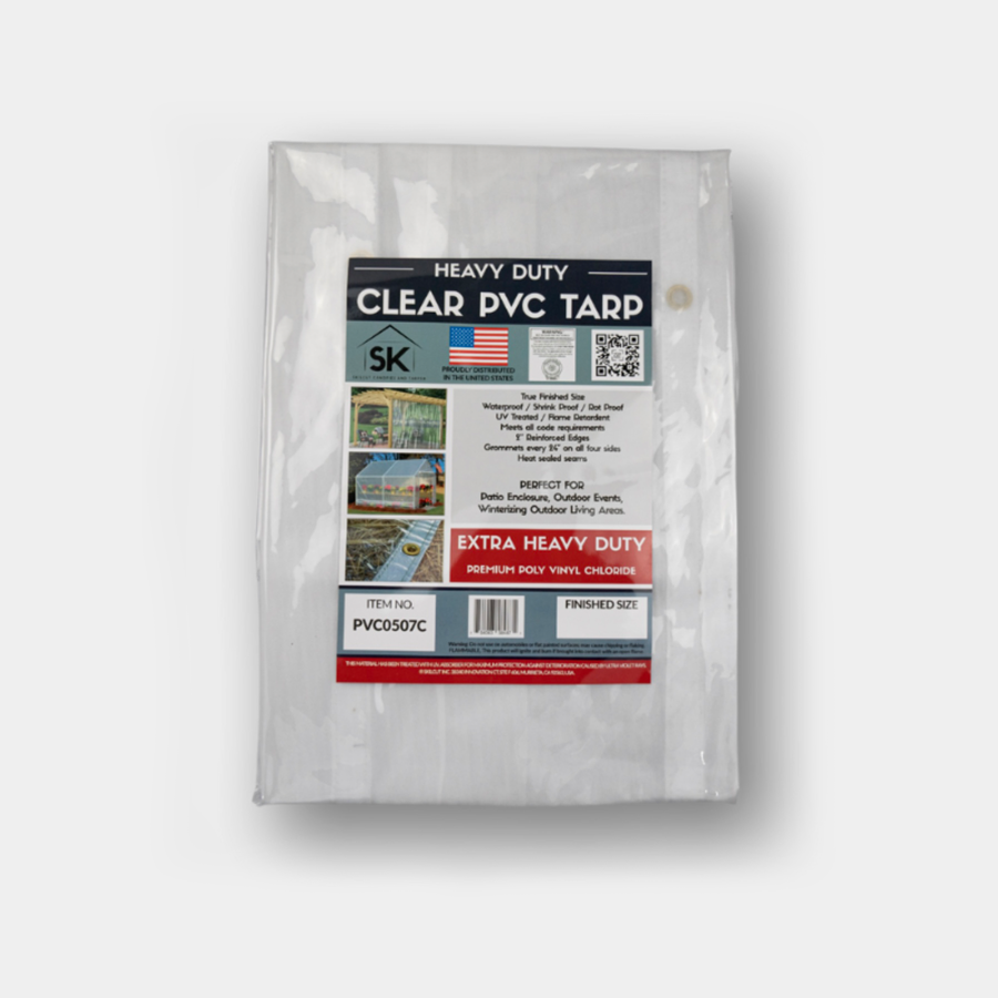 Skilcut® 24mil Clear Glass PVC Vinyl Tarp Enclosure Panel with Zipper